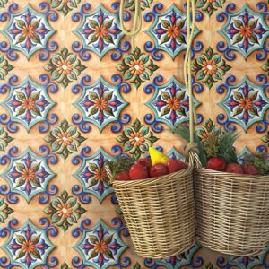 Self-Adhesive DIY Stickers Peel and Stick Wall Backsplash Decals Home Tiles for Kitchen/Living Room/Bathroom in Moroccan Portuguese Mexican Talavera Design - Pack of 6