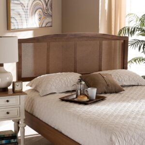 Baxton Studio Marieke King Wood Headboard, 78.1-inch W x 0.8-inch D x 40.94-inch H, Ash Walnut (159-9811-HiT)