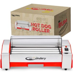 the candery upgraded hot dog roller - sausage grill cooker machine - 6 hot dog capacity - household hot dog machine upgraded plastic cover