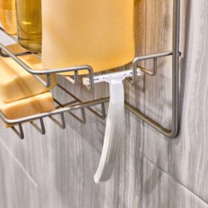 iDesign Everett Wide Metal Hanging Shower Caddy, Bath Organizer Holds Shampoo, Razors, Conditioner, Soap, 15.5" x 4.14" x 25.21", Satin