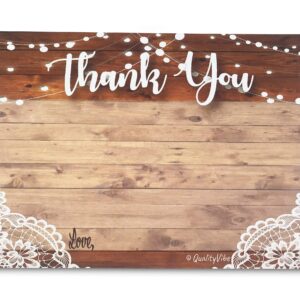 25 Thank You Cards Thick Rustic Style With 25 Envelopes