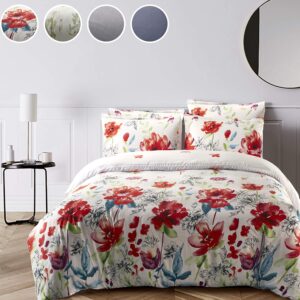 LOKATSE HOME 3 Pcs Printed Duvet Cover Set with 2 Pillowcase Soft and Comfortable - Machine Washable (Queen/Colorful), Colorful-Leaves