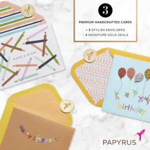 Papyrus Birthday Card Assortment, Balloons and Candles (3-Count)