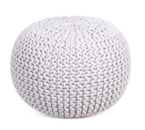 birdrock home round pouf ottoman | cotton braided foot stool with bean bag filling | boho foot rest for living room & bedroom | compact & comfortable seating, lightweight & soft | ivory