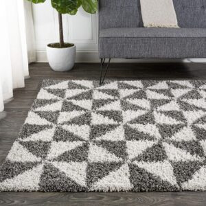 JONATHAN Y SHG100A-8 Alcudia Geometric Shag Indoor Area-Rug, Bohemian, Scandinavian, Minimalistic Easy-Cleaning,Bedroom,Kitchen,Living Room,Non Shedding, Beige/Dark Gray, 8 X 10