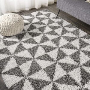 jonathan y shg100a-8 alcudia geometric shag indoor area-rug, bohemian, scandinavian, minimalistic easy-cleaning,bedroom,kitchen,living room,non shedding, beige/dark gray, 8 x 10