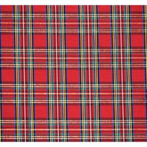 Fields Fabrics Double-Face 2-Sided Yarn-Dyed Taffeta Red Green Holiday Plaid with Metallic Gold 60" Wide Polyester/Lurex Fabric by The Yard (D245.22)