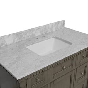 Sydney 42-inch Bathroom Vanity (Carrara/Weathered Gray): Includes Weathered Gray Cabinet with Authentic Italian Carrara Marble Countertop and White Ceramic Sink