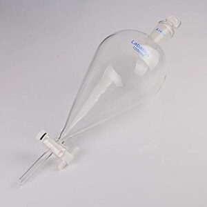 Labasics Borosilicate Glass 1000ml Conical Separatory Funnel with PTFE Stopcock, 1000mL