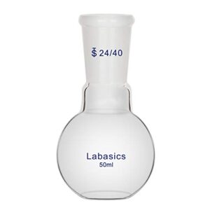 labasics glass 50ml single neck flat bottom boiling flask, with 24/40 standard taper outer joint, 50ml