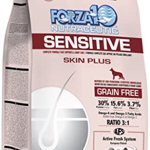 Forza10 Sensitive Skin Dog Food, Fish Flavor Grain Free Dog Food, Dry Dog Food for Dog Skin Allergy, Dog Food Sensitive Skin for All Breeds, 4 Pound Bag