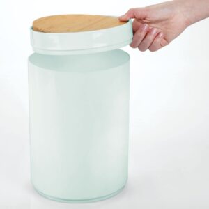 mDesign Plastic Round Trash Can Small Wastebasket - Garbage Bin Container with Swing-Close Lid - Bathroom Garbage Basket - Holds Waste, Recycling - 1.3 Gallon - Basa Collection - Mint Green/Natural