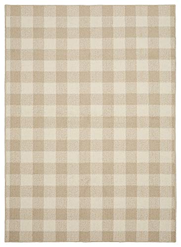 Garland Rug Country Living Buffalo Plaid Area Rug, 5-Feet by 7-Feet, Tan/Ivory