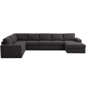 bowery hill modern fabric modular sectional sofa with reversible chaise in gray