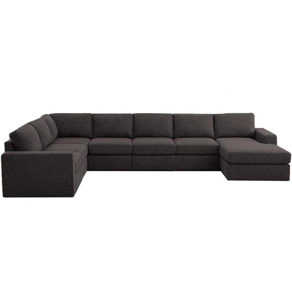 BOWERY HILL Modern Fabric Modular Sectional Sofa with Reversible Chaise in Gray