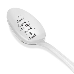 I love you to the moon and back - Valentine Couple Anniversary Spoon Gift - Engraved Spoon Gifts