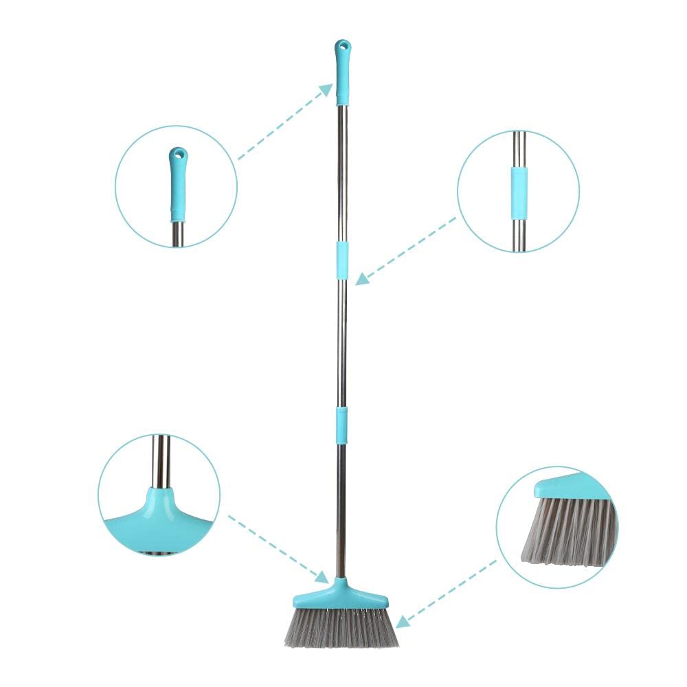 Broom with Dustpan Combo Set, Broom Dust Pan Set with 48inch Long Handle, Broom and Dustpan Set for Home, Kitchen, Office, Outdoor, Indoor - 3L Capacity, 10" Great Edge