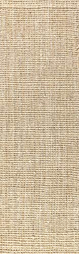 JONATHAN Y NFR103A-28 Hiro Hand Woven Chunky Jute Indoor Area -Rug Bohemian Farmhouse Easy -Cleaning Bedroom Kitchen Living Room Non Shedding, 2 X 8, Ivory