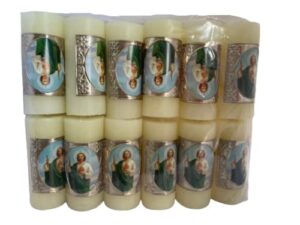 3" mini cirio pascual repujado san judas tadeo imagen, paschal candle embossed [12 pieces]