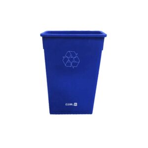 restaurantware rw clean 23 gallon trash can 1 slim trash bin - lid sold separately commercial blue plastic waste basket heavy-duty slim design for bathroom kitchen outdoor waste