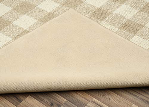 Garland Rug Country Living Buffalo Plaid Area Rug, 5-Feet by 7-Feet, Tan/Ivory