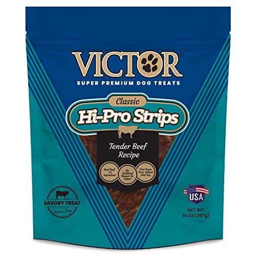 Victor Super Premium Dog Treats – Classic Hi-Pro Strips Dog Treats – Savory Dog Treats with Real Beef – Tender Beef Dog Treats for Active and Sporting Dogs, 14 oz