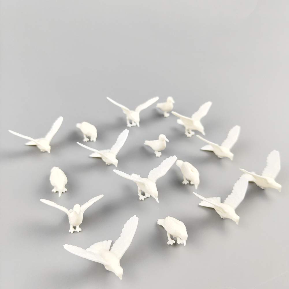 CWBPING 24pcs Plastic Birds Small Figure Toy Dove Bird of Peace 1:25 Scale G Model Train Railway Modeling