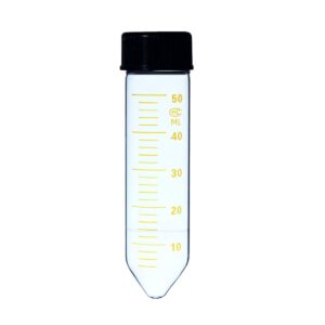 Centrifuge Tube, 50ml Borosilicate Glass Material, Conical Bottom, Centrifuge Vials with Printed Graduation and Black Screw Cap, No-Leak, Non-Sterile (50ml, Pack of 10)