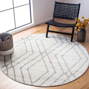 safavieh adirondack collection 6' round ivory/grey adr162a modern moroccan non-shedding dining room entryway foyer living room bedroom area rug