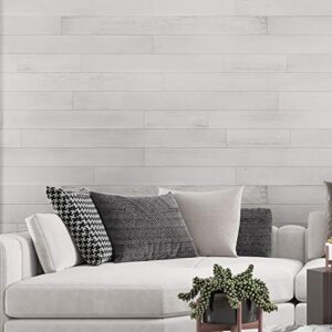 Art3d 10-Sheets Peel and Stick Reclaimed Barn Wood Planks for Wall, White-Washed (16 Sq Ft)