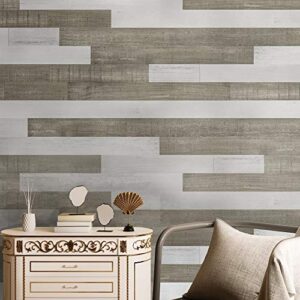 Art3d 10-Sheets Peel and Stick Reclaimed Barn Wood Planks for Wall, White-Washed (16 Sq Ft)