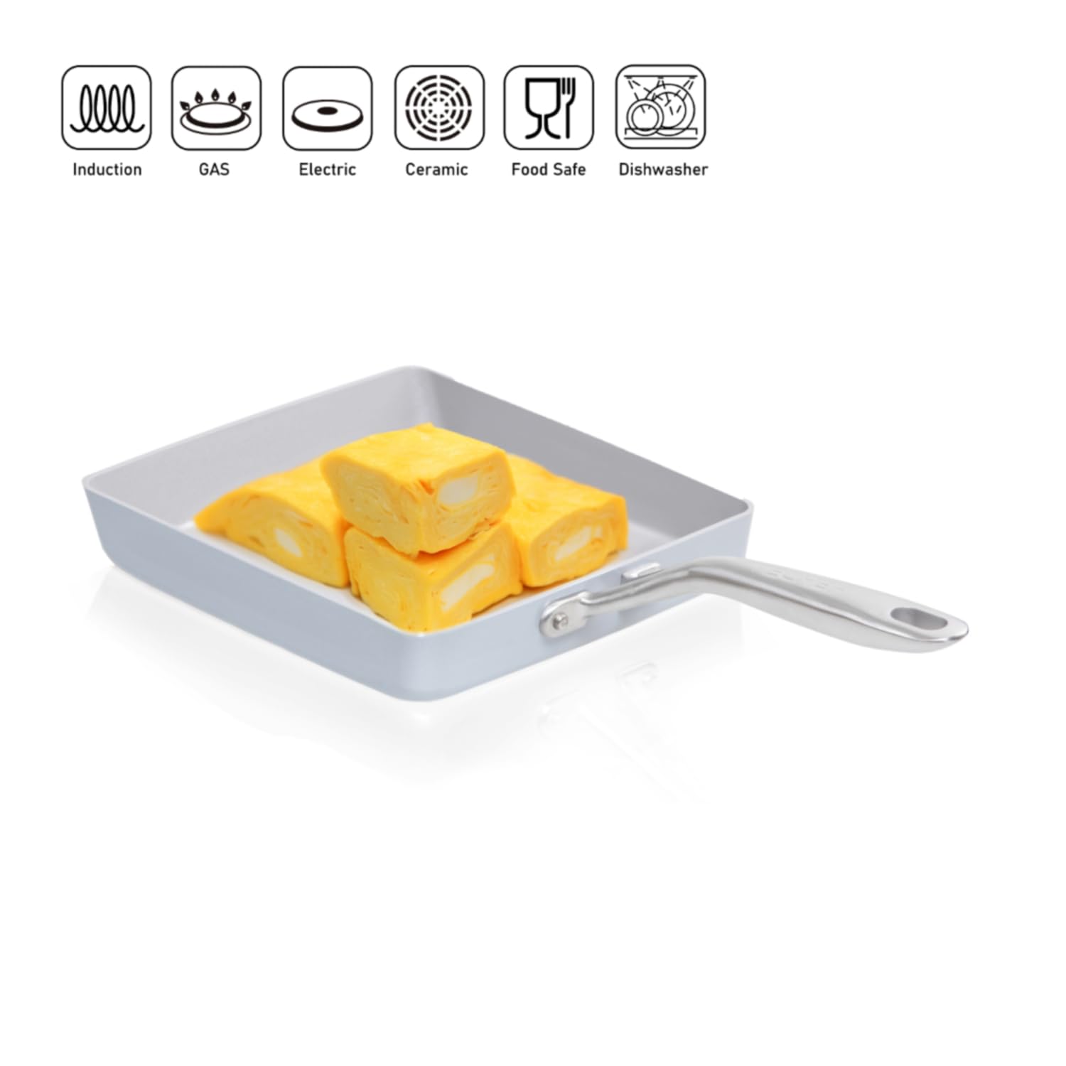 TECHEF - CeraTerra Ceramic Nonstick Tamagoyaki Japanese Omelette Pan/Egg Pan Skillet, (PTFE, PFAS, and PFOA Free), Induction-Ready, Made in Korea