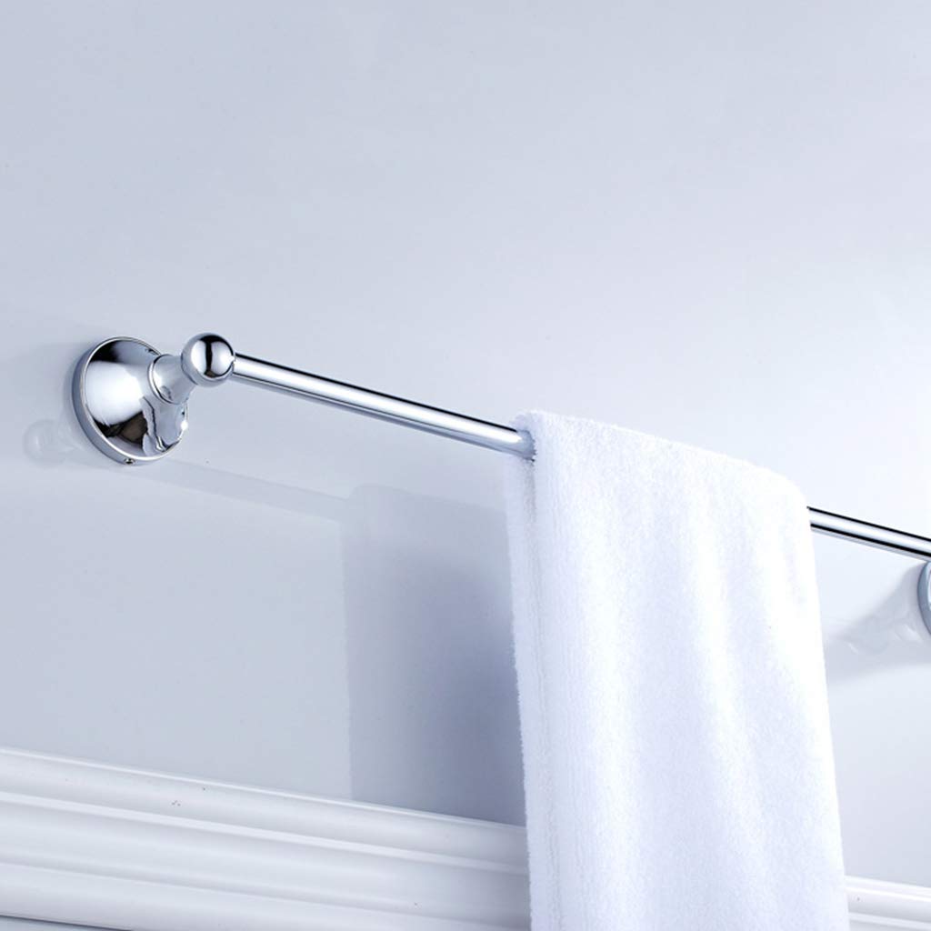 JHSLXD.YSPJ Bathroom Single Shot Towel Rod Household Washing Hands Brass Chrome Towel Rack Hotel Metal Tower Hanger Bathroom Hardware Accessories 60CM,Chrome