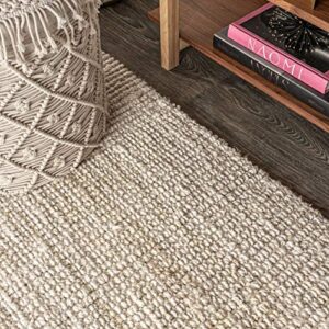 JONATHAN Y NFR103A-28 Hiro Hand Woven Chunky Jute Indoor Area -Rug Bohemian Farmhouse Easy -Cleaning Bedroom Kitchen Living Room Non Shedding, 2 X 8, Ivory