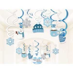 Christmas Snowman,Snowflake,Winter,Snow Frozen Hanging Swirl Decorations for Festival,Party,Together,Celling,Classroom,Home,Office,Bedroom(30Ct)