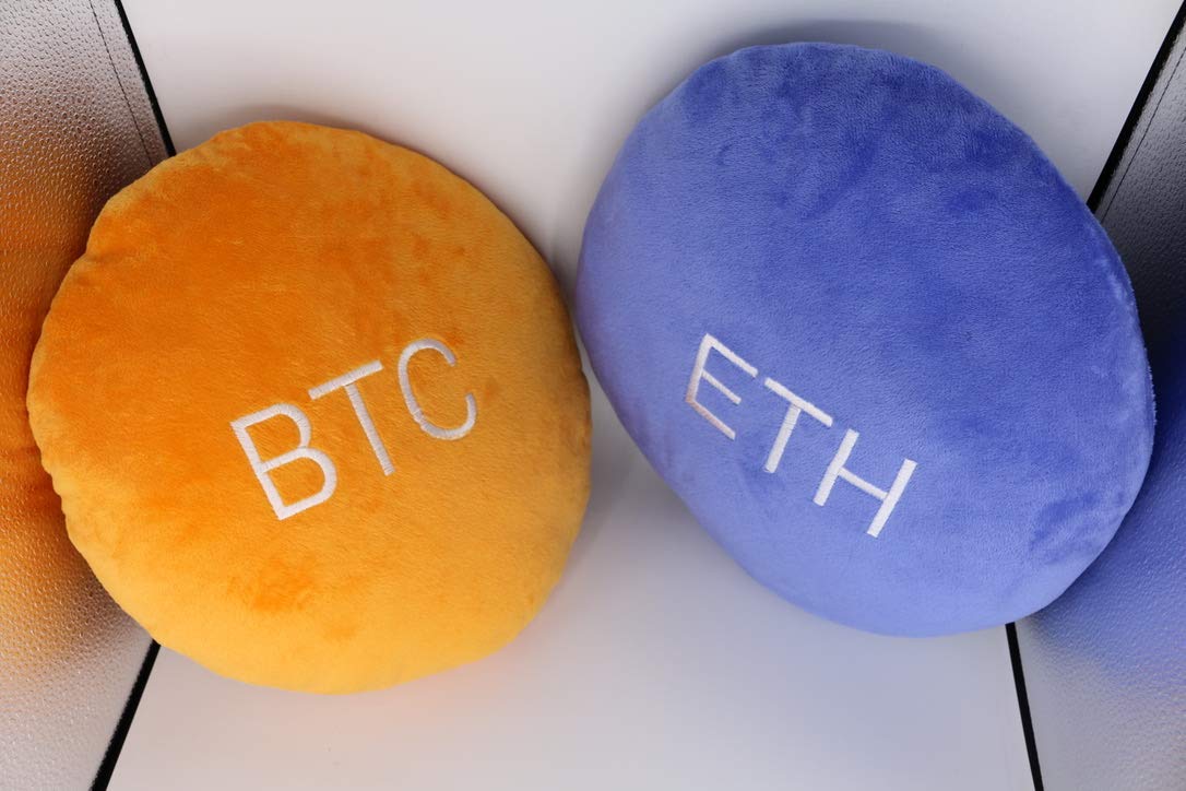 Bitcoin Pillows - Embroidered Round Stuffed Plush Crypto Pillow by BlockCraft.Shop BTC Plush Pillow