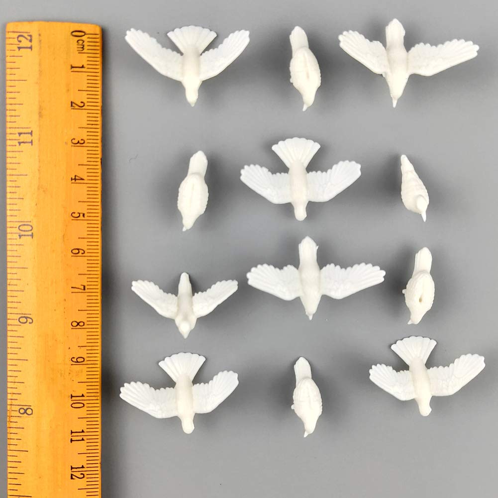 CWBPING 24pcs Plastic Birds Small Figure Toy Dove Bird of Peace 1:25 Scale G Model Train Railway Modeling