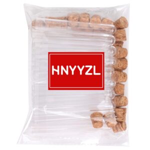 HNYYZL 25Pcs Clear Plastic Test Tubes with Cork Stoppers, 15x100mm 10ml, Good Seal for Jewelry Seed Beads Powder Spice Liquid Storage, Lab Use or Decoration