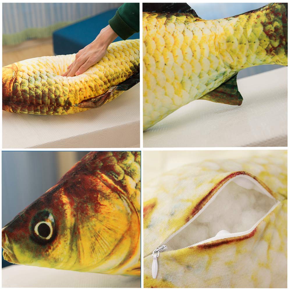 JULAN 3D Giant Soft Fish Cushion Pillow Carp Plush Pillow Stuffed Toy Throw Pillow for Home Decoration Gift Kids Pillow Stuffed Animal Toy (31inch/ 77cm)