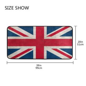 ALAZA Retro Union Jack British Flag Non Slip Kitchen Floor Mat Kitchen Rug for Entryway Hallway Bathroom Living Room Bedroom 39 x 20 inches(1.7' x 3.3')