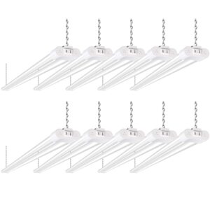 10 pack 4ft linkable led utility light fixture, 4400lm, 42w, 5000k daylight for workshop, garage, hanging or surface mount, with power cord, etl