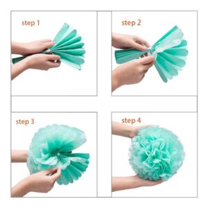 Red Green White Paper Pom Poms, Party Decoration Kit 21pcs of 8,10,12 inch Tissue Flowers for Christmas Graduation Birthday Fiesta Celebration Events