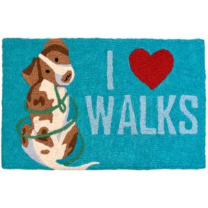 jellybean indoor/outdoor decorative i luv walks accent rug - 21" x 33"