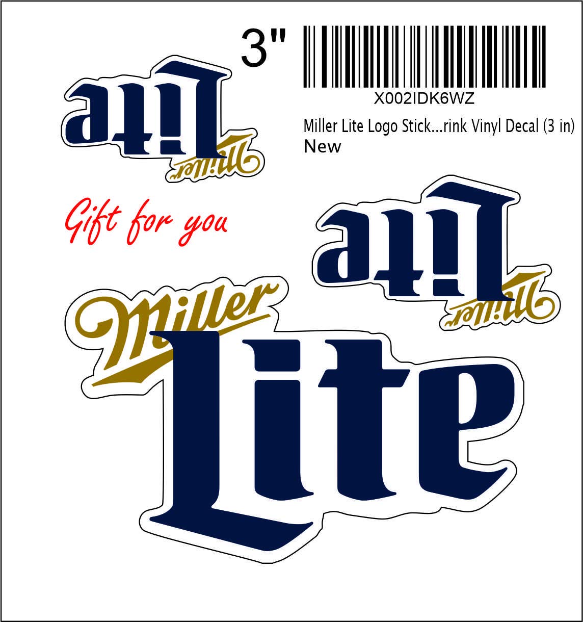 Miller Lite Vinyl Decal (Any Size) Miller Lite Beer Stickers for car, bar, Laptop, tumblers (3 inch)