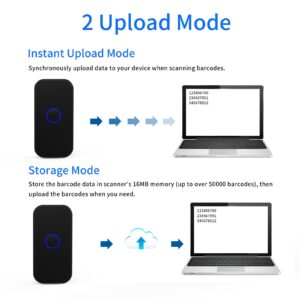 Mini Bluetooth Wireless Barcode Scanner,Symcode USB Portable Handheld 1D CCD Barcode Scanner Reader for POS/Android/iOS/iMac/Ipad