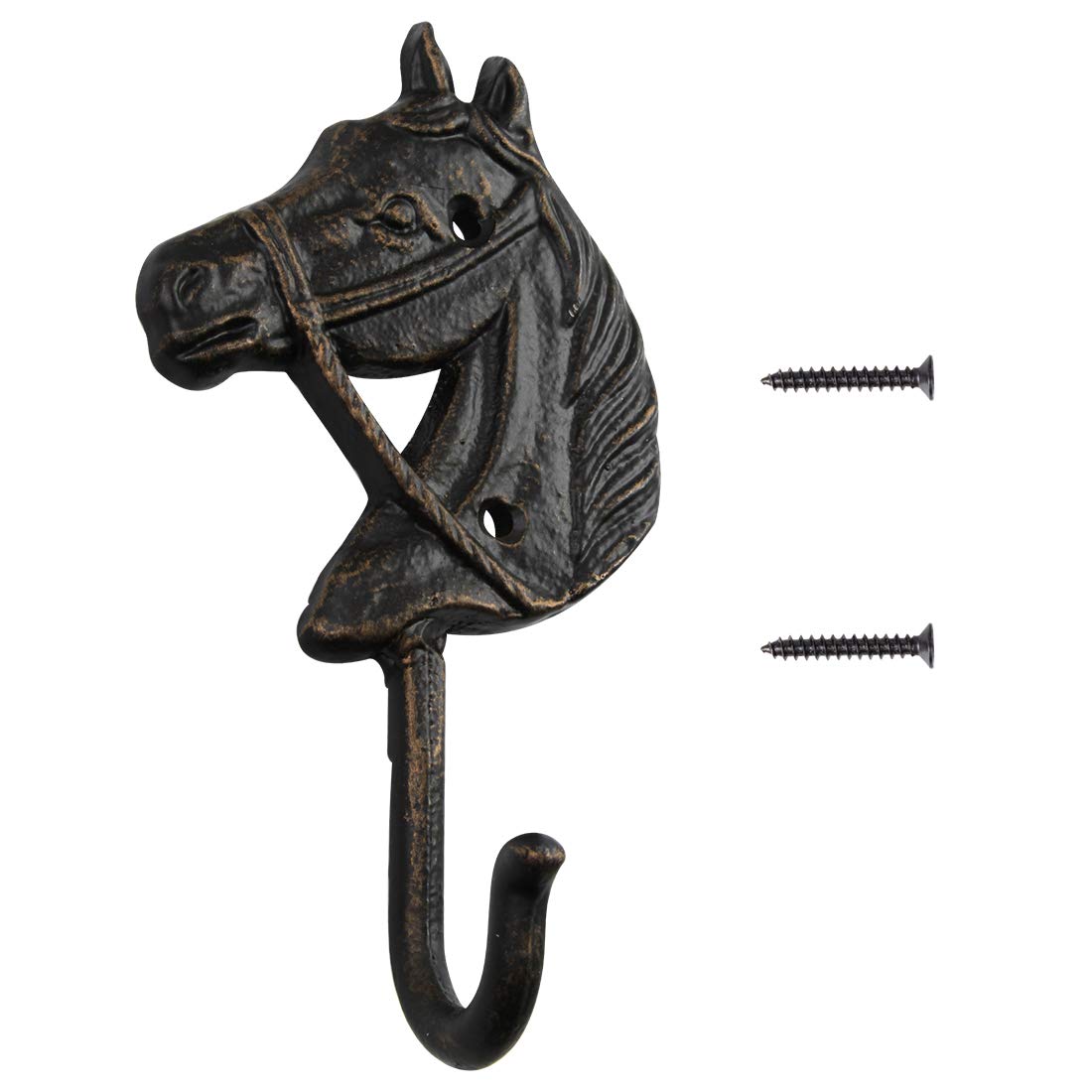 Coat Hook Hat Hook Vintage Wrought Iron Wall Mounted Screws Included Wall Hook (Horse)