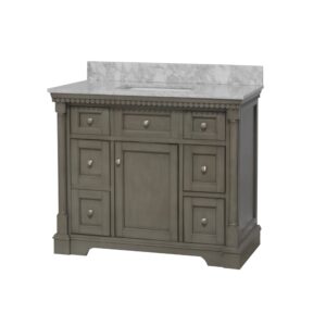 Sydney 42-inch Bathroom Vanity (Carrara/Weathered Gray): Includes Weathered Gray Cabinet with Authentic Italian Carrara Marble Countertop and White Ceramic Sink