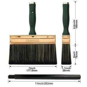 KINGORIGIN Deck Stain Brush, 7 Inch Paint Brush, Quick Deck Brush with Threaded Handle for Extension Use, Paint Brushes for Walls, Stain Brushes for Wood, Fence and Furniture