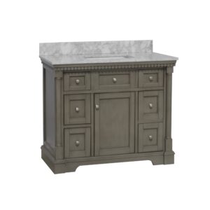 Sydney 42-inch Bathroom Vanity (Carrara/Weathered Gray): Includes Weathered Gray Cabinet with Authentic Italian Carrara Marble Countertop and White Ceramic Sink