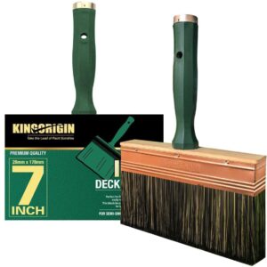 kingorigin deck stain brush, 7 inch paint brush, quick deck brush with threaded handle for extension use, paint brushes for walls, stain brushes for wood, fence and furniture